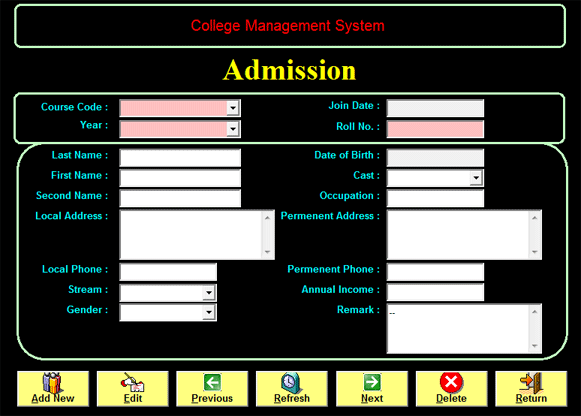 College Management System in visual basic 6.0